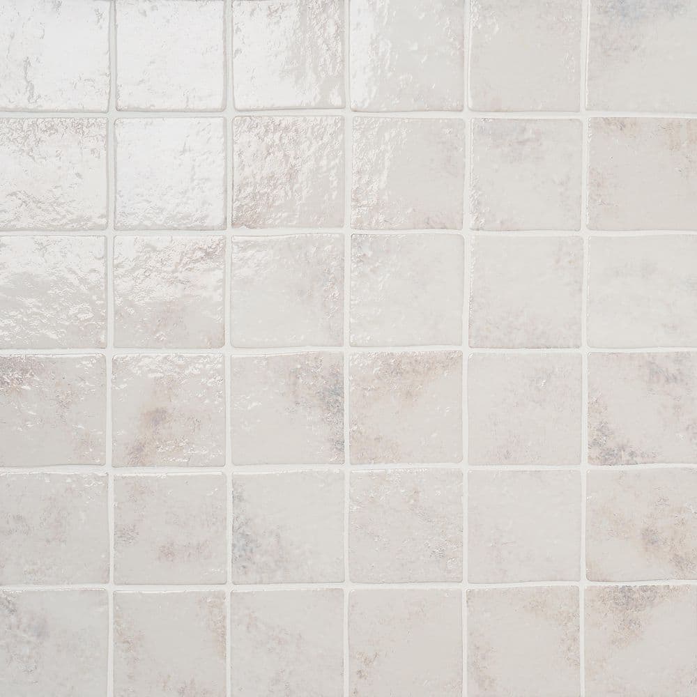 Ivy Hill Tile Elara Seashell White 4.72 in. x 4.72 in. Glossy Textured ...