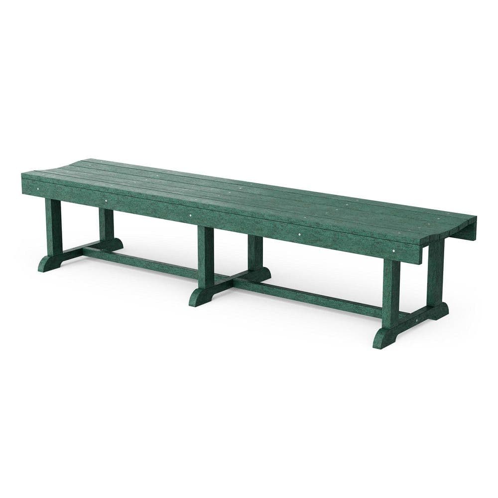 Wildridge Heritage 68 in. Turf Green HDPE Plastic Outdoor Patio Backless Bench LCC-174-68-TG ...