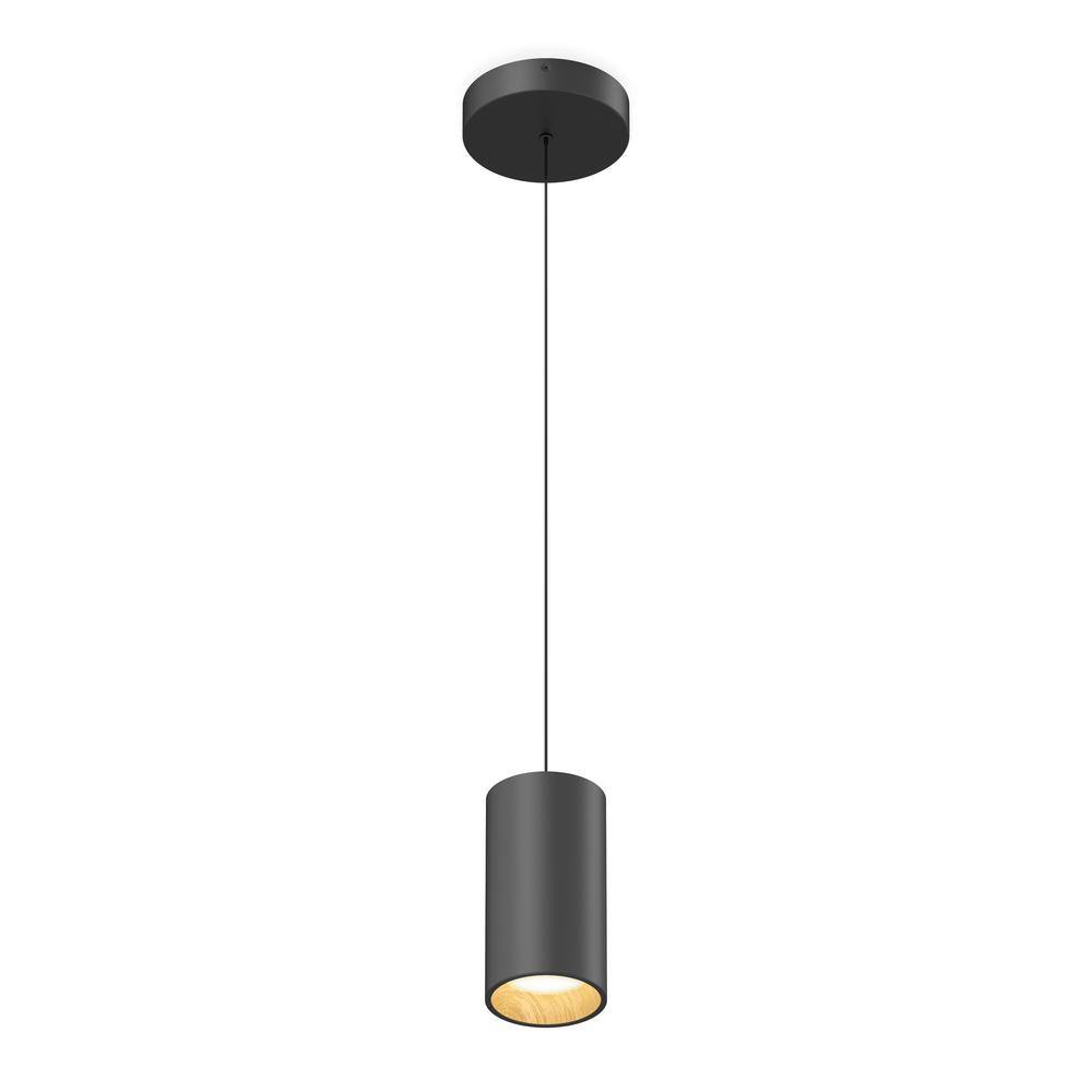 Artika Alton 15-Watt 1 Light Black & Wood Modern 5 CCT Integrated LED ...