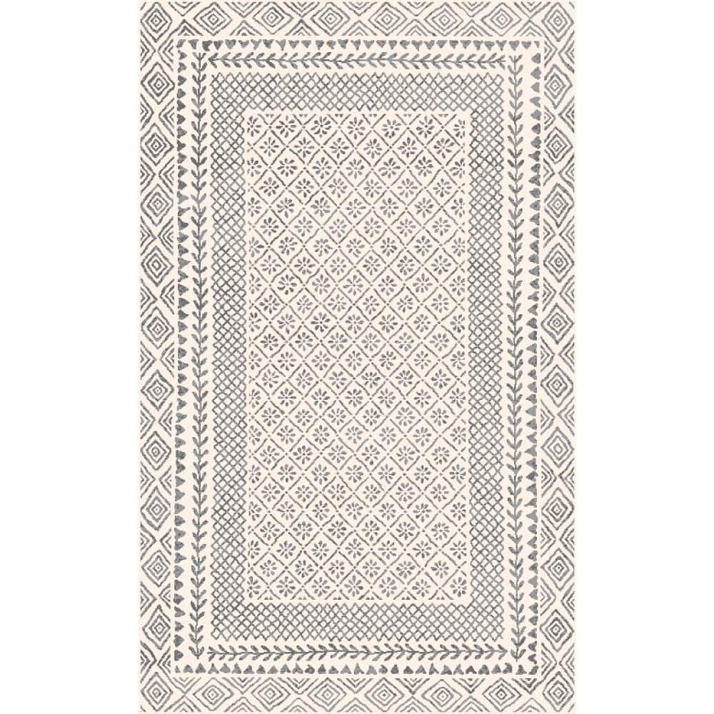 Livabliss Lucillia Medium Grey 3 ft. 11 in. x 5 ft. 7 in. Border Area ...