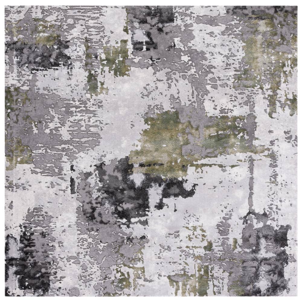 SAFAVIEH Craft Gray/Green 5 ft. x 5 ft. Gradient Abstract Square Area ...