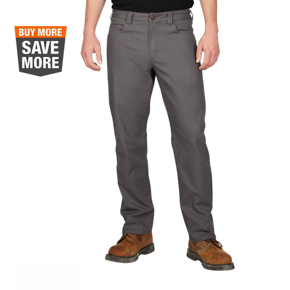 Milwaukee Men's 32 in. x 32 in. Gray Cotton/Polyester/Spandex Flex Work ...
