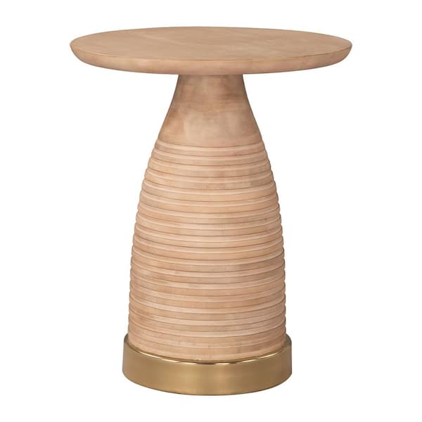 ZUO Radiant 18.1 in. W Natural 22.2 in. H Round Solid Mango Wood End ...