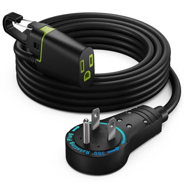 MAXIMM 3 ft. 16/3 Light Duty Indoor Extension Cord 360° Rotating Flat ...