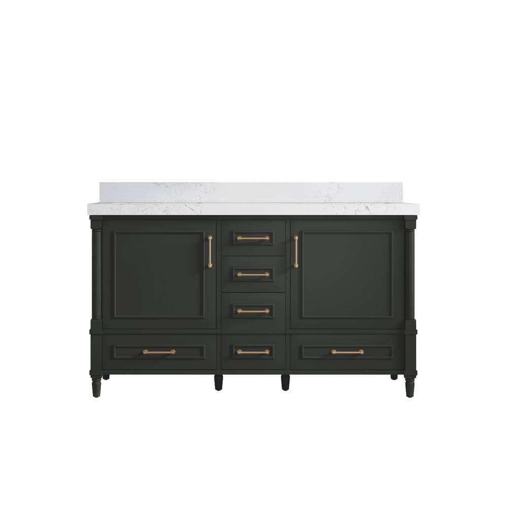 Willow Collections Hudson 60 in. Double Sink Freestanding Black Top ...