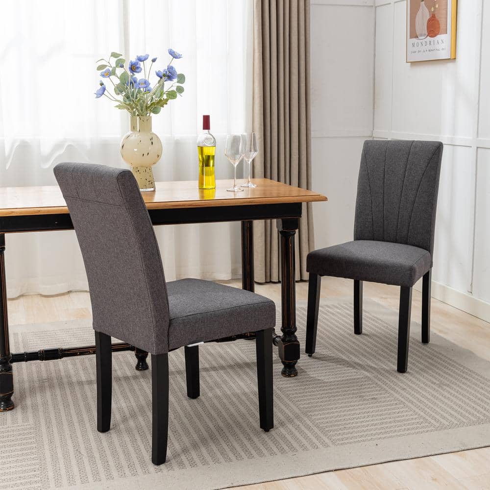 Reviews for VECELO Gray Dining Chairs Modern Fabric and Solid Wood Legs ...