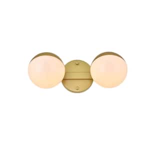 Simply Living 6 in. 1-Light Modern Brass Vanity Light with Frosted ...