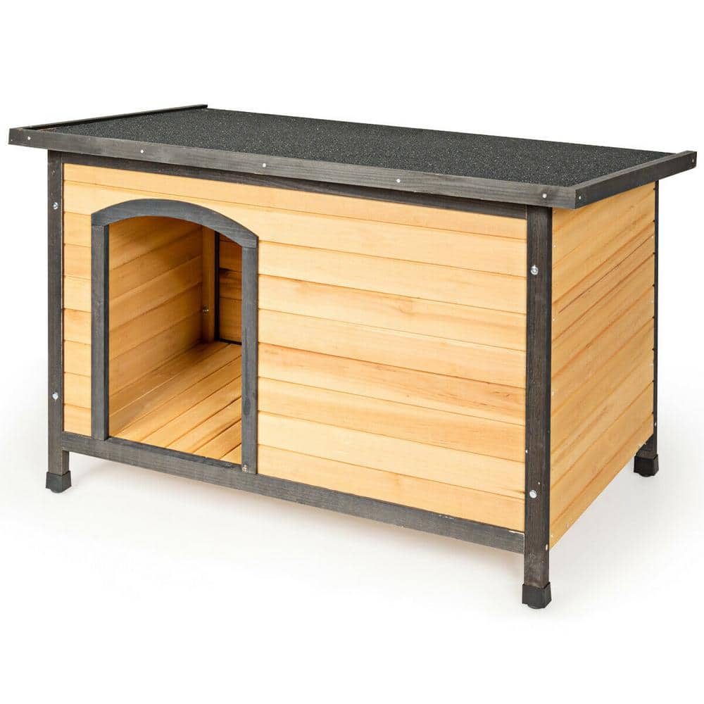 FORCLOVER Wood Extreme Weather Resistant Pet Log Cabin Dog House-Large ...