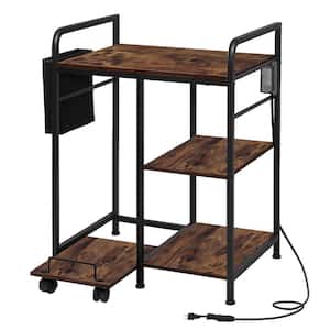 3-Tier Rolling Printer Stand with Charging Station and Adjustable Shelf ...