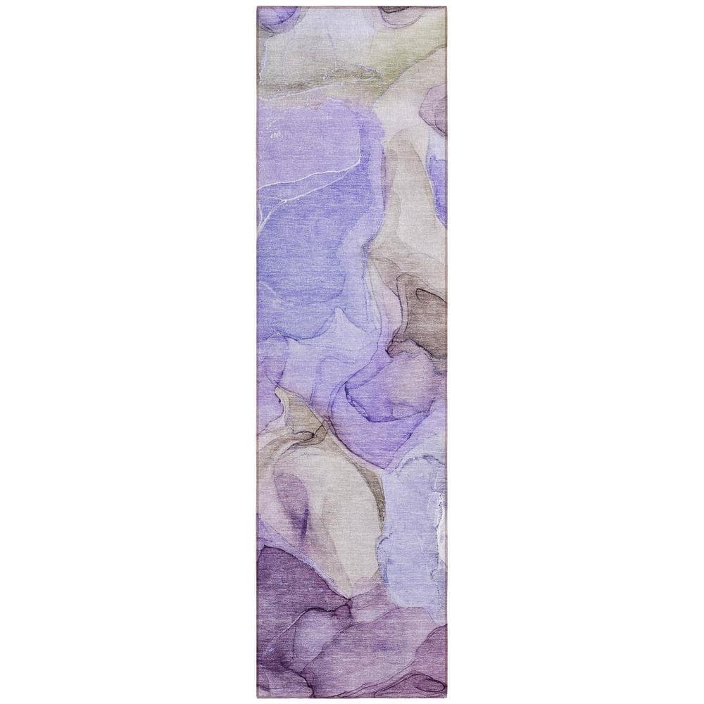 HomeRoots Gray and Purple 2 ft. x 7 ft. Abstract Indoor / Outdoor Area ...