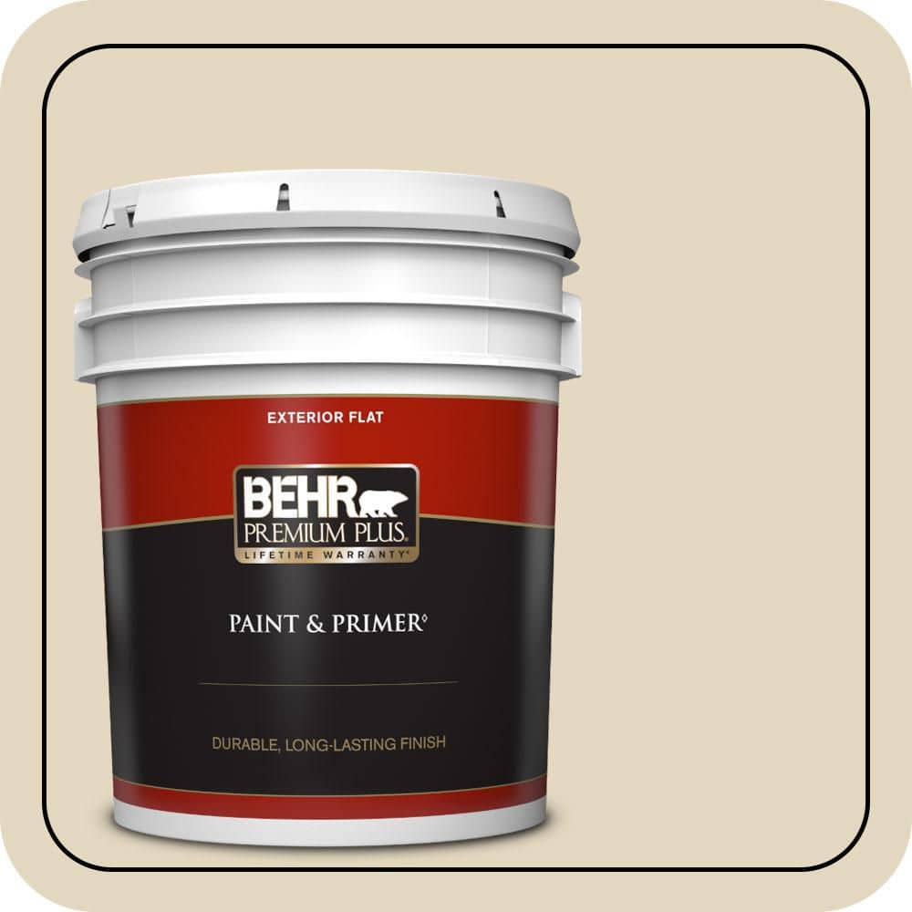 BEHR PREMIUM PLUS 5 gal. #S320-2 Pale Parsnip Flat Exterior Paint ...
