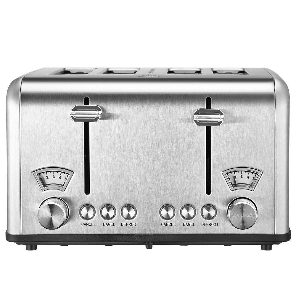 VEVOR Retro Stainless Steel Toaster, 4 Slice, 1625 W 1.5 in. Extra Wide ...