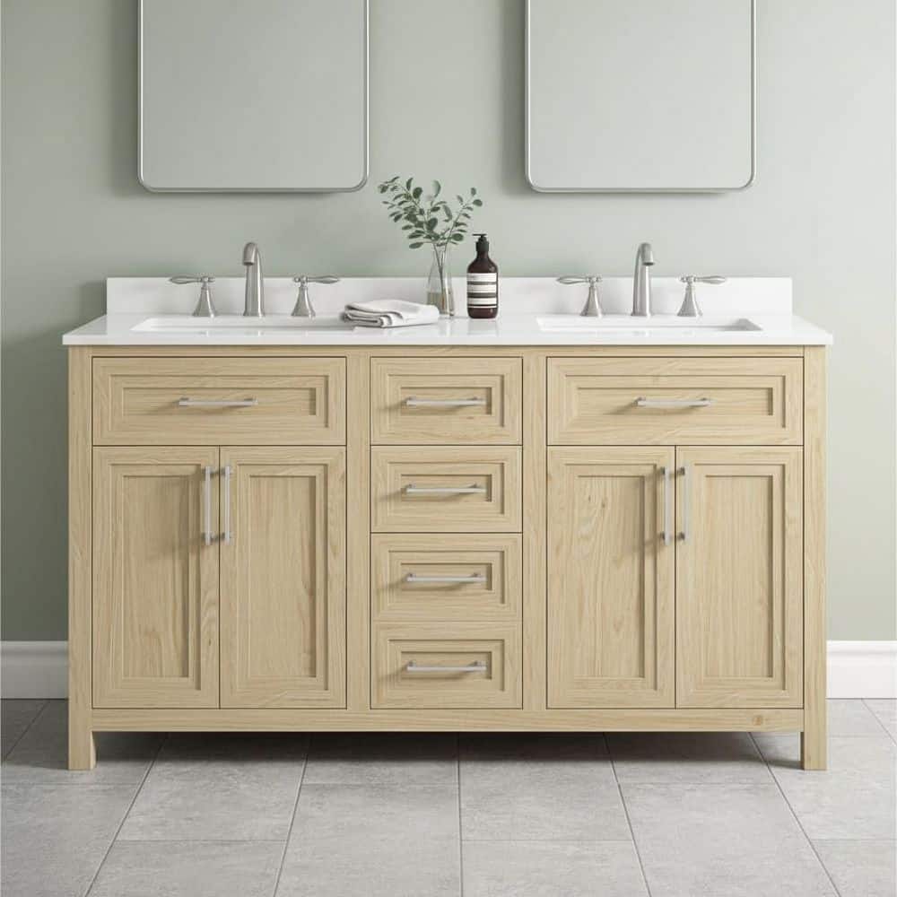 Home Decorators Collection Beaufort 60 in. Double Sink Freestanding ...
