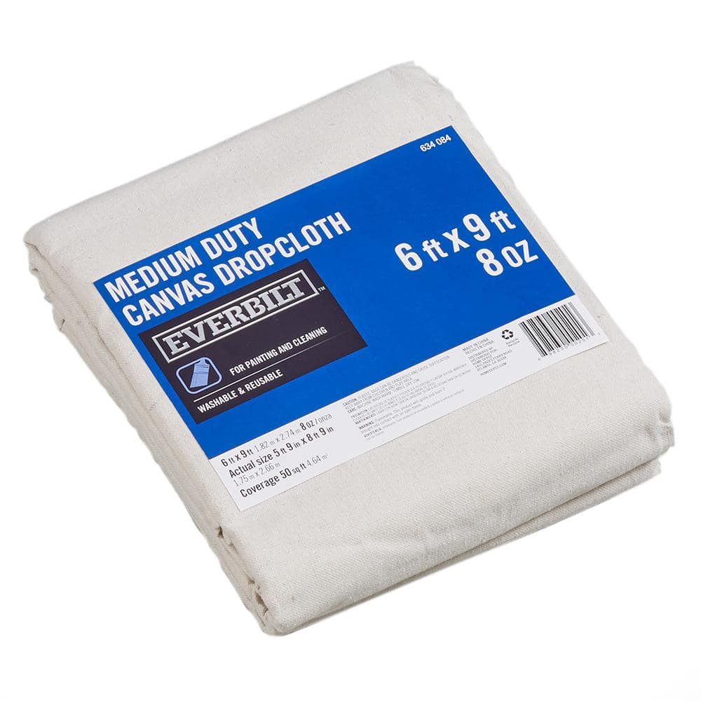 Everbilt 6 Ft x 9 Ft Medium Duty Canvas Drop Cloth 69CV8 - The Home Depot