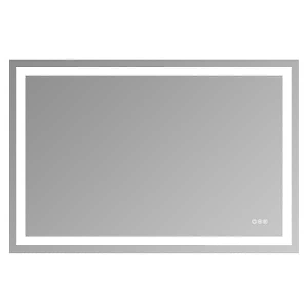 WELLFOR 48 in. W x 32 in. H Rectangle Frameless LED Wall Bathroom ...