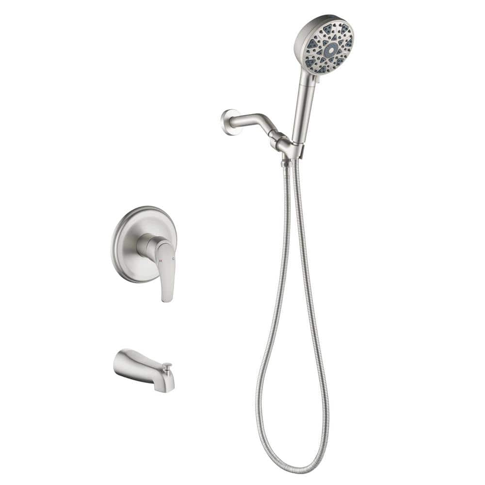 FLG Single Handle 7-Spray Tub and Shower Faucet 1.8 GPM Brass Wall ...