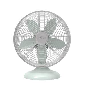 Hunter Retro 12 in. 3 Speed All-Metal Table Fan with Wide Oscillation ...