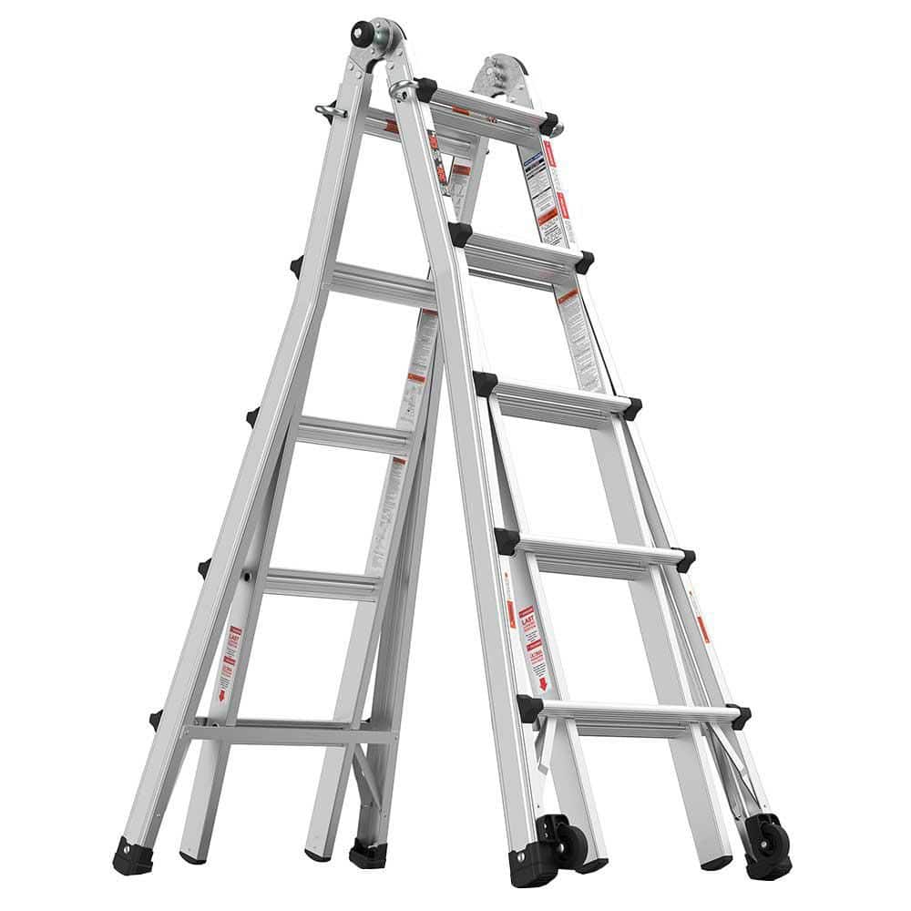 KIWDZFU 22 ft. Reach Aluminum Multi-Position Ladder with Wheels, 300 ...