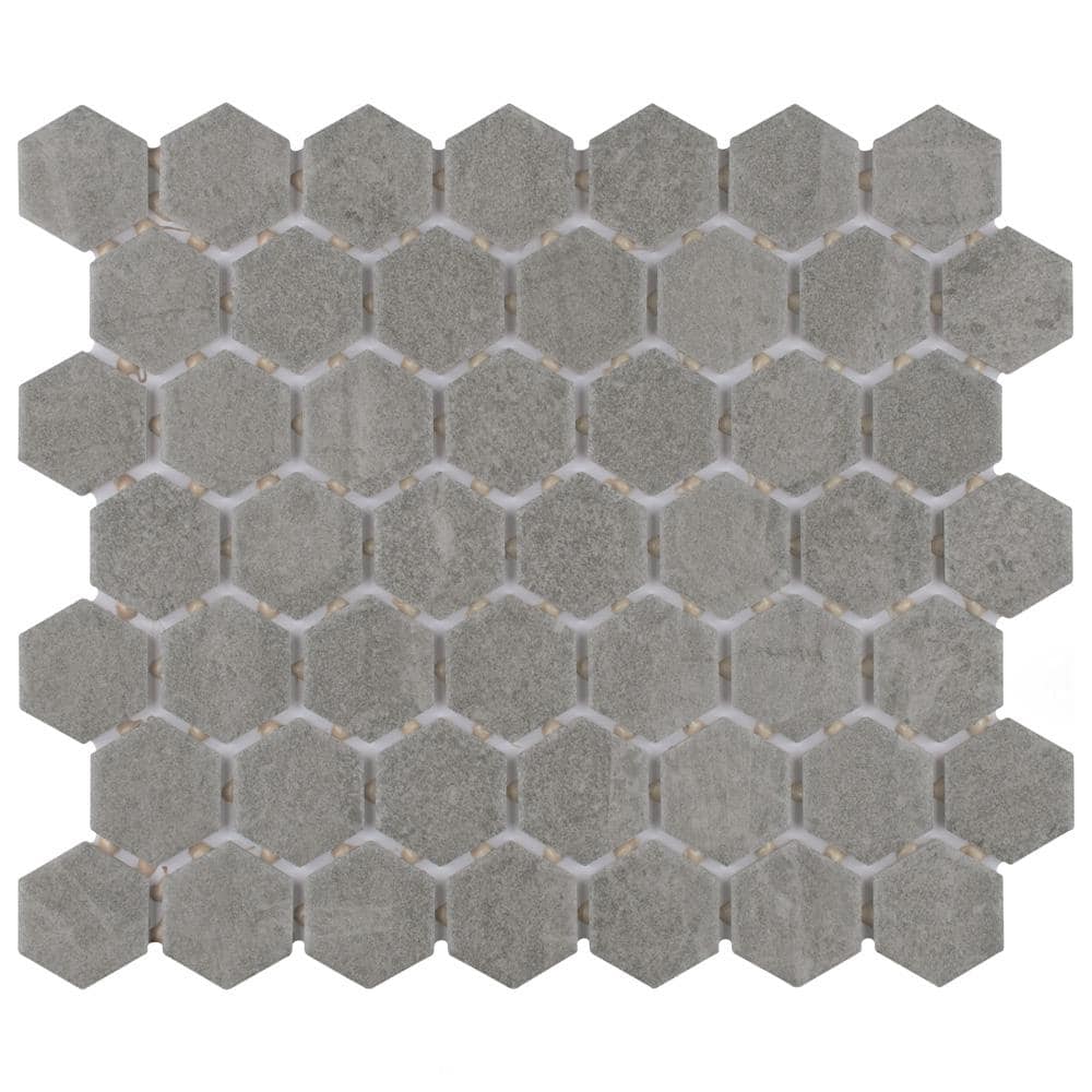 Merola Tile Liverpool Hex Light Grey 6 in. x 6 in. Ceramic Mosaic Take ...
