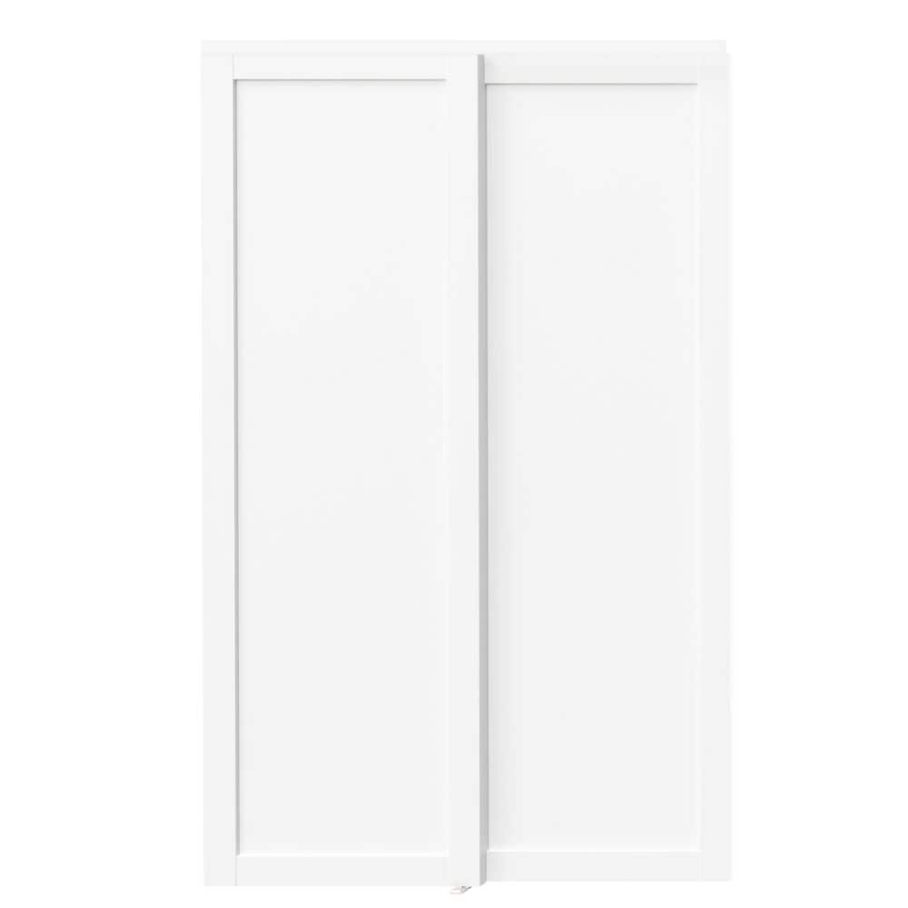 TENONER 60 in. x 80 in. 1-Panel, MDF Solid Core, White, PVC Covering ...