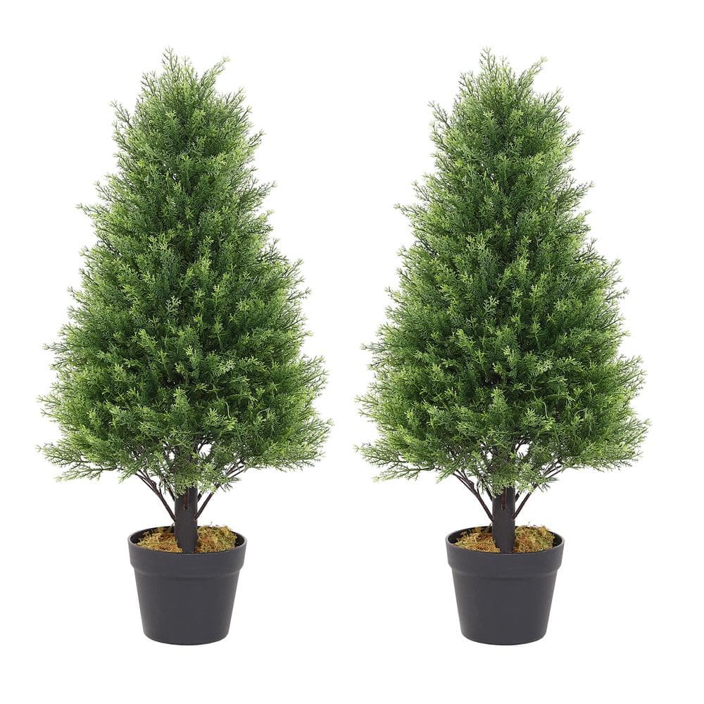 poetree 2.5 ft Green Artificial Topiary Cedar Tree UV Resistant ...
