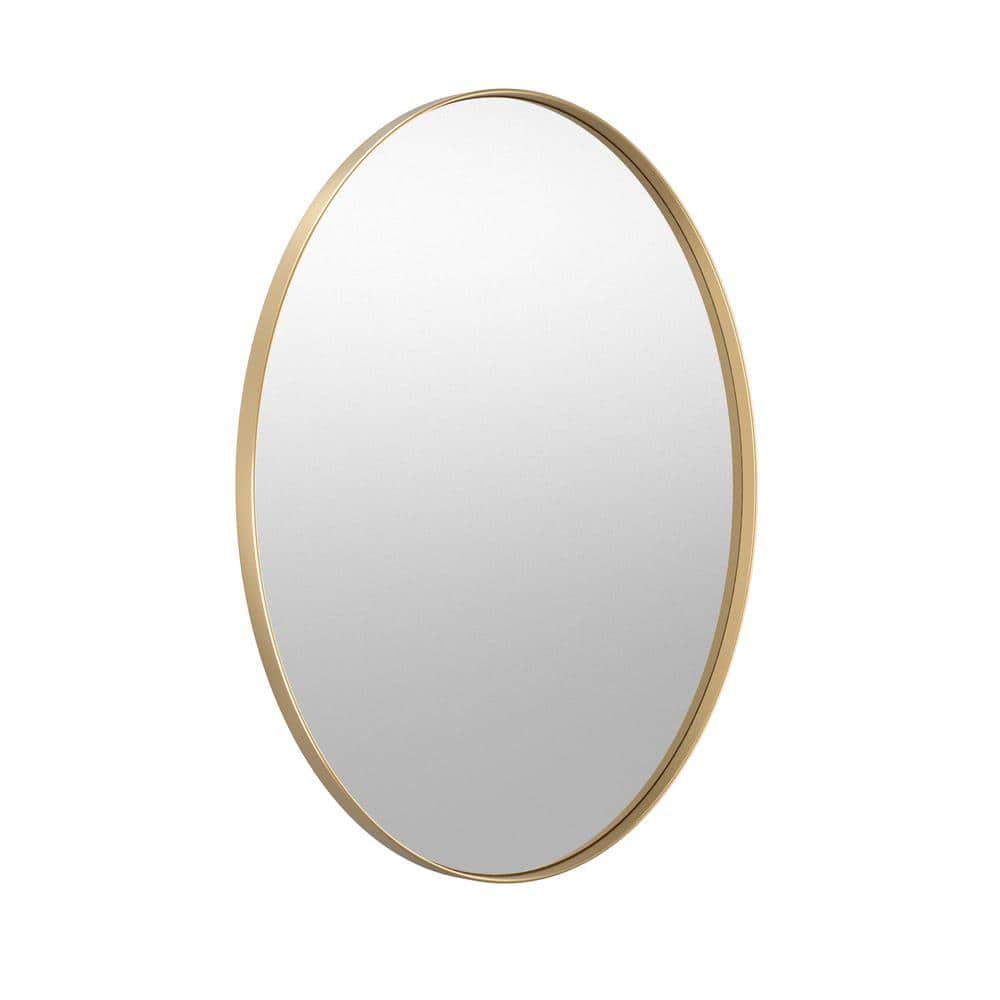CLAVIE 24 in. W x 36 in. H Large Oval Wall Mirror Stainless Steel Frame ...