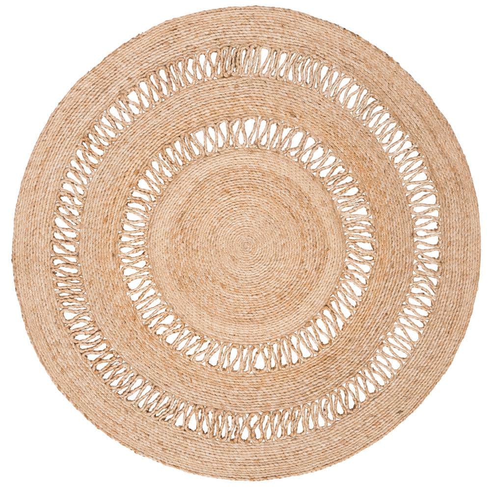 SAFAVIEH Natural Fiber Beige 4 ft. x 4 ft. Solid Color Round Area Rug ...