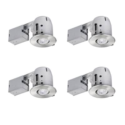 Globe Electric 4 in. White LED IC Rated Swivel Spotlight Square ...