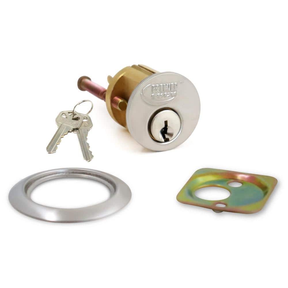 Premier Lock 1-1/8 in. Solid Brass Rim Cylinder with Stainless Steel ...