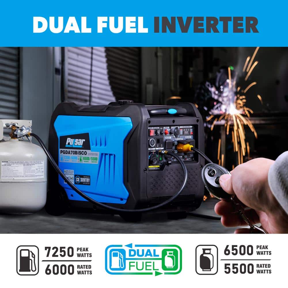 7,250-Watt/6,500-Watt Super Quiet Dual Fuel Gas/Propane Inverter ...
