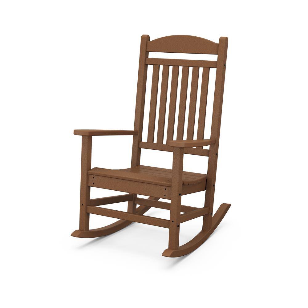 POLYWOOD Grant Park Teak Plastic Outdoor Rocking Chair R105TE - The ...