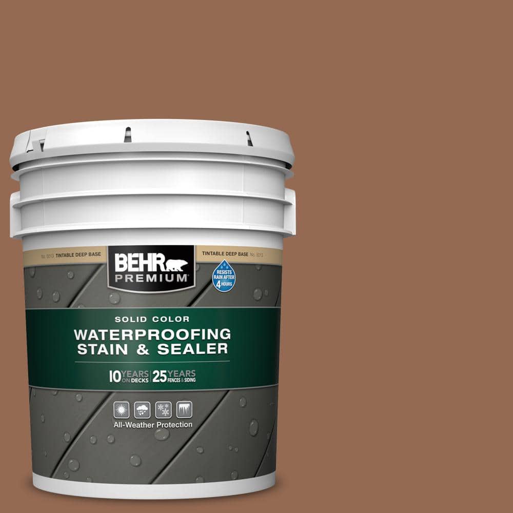 BEHR PREMIUM 5 gal. #240F-6 Sable Brown Solid Color Waterproofing ...