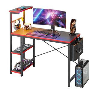 Bestier 44 in. Computer Desk with LED Lights Gaming Desk, 4 Tier ...
