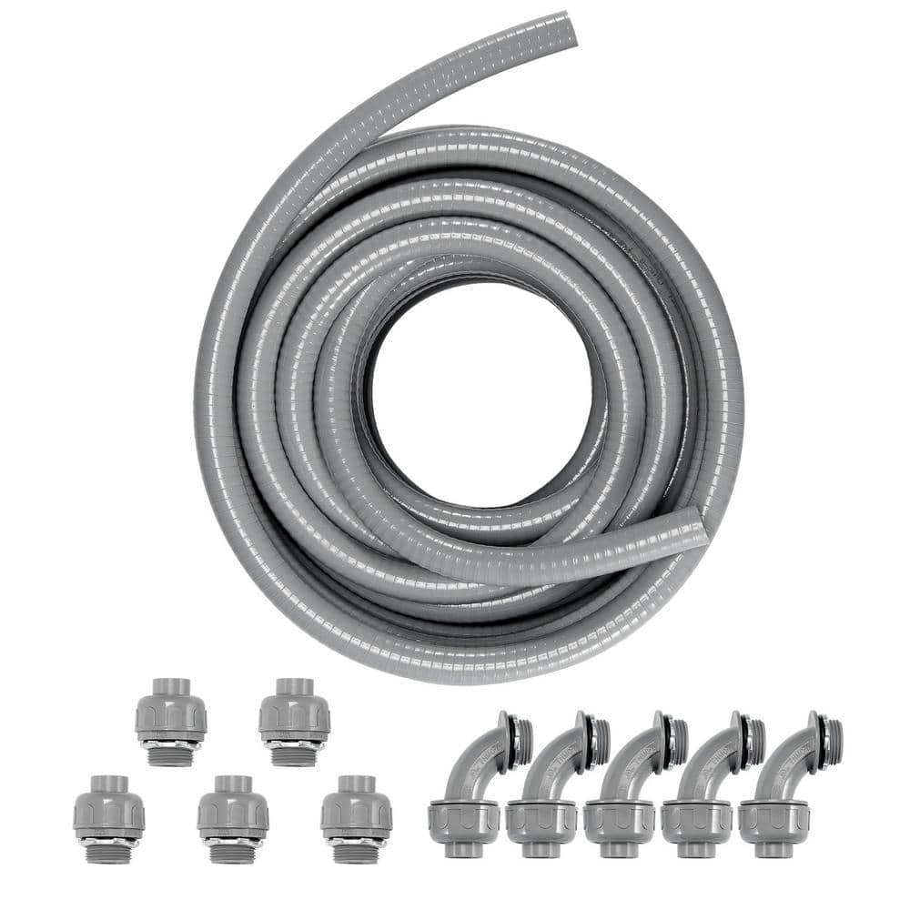 SVOPES 1/2 in. Flexible Electrical Conduit, 100 ft. PVC Liquid-Tight ...