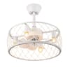 JC TOPA 18 in. Smart Indoor White Caged Ceiling Fan with Remote ...