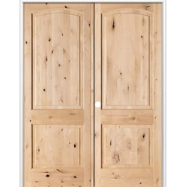 Krosswood Doors 64 in. x 96 in. Rustic 2-Panel Arch Top Right Active ...