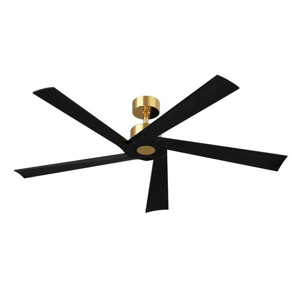 FUFU&GAGA 62 in. Indoor Outdoor Use Black Solid Wood 5 Blades Propeller ...