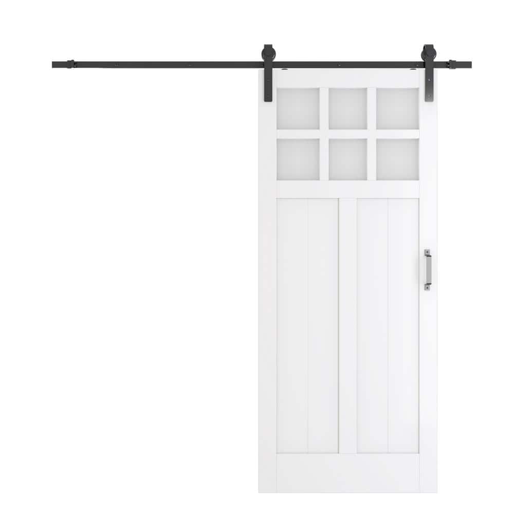 TENONER 36 in. x 84 in. Frosted Glass, 6 Lite, Finished, White, MDF ...
