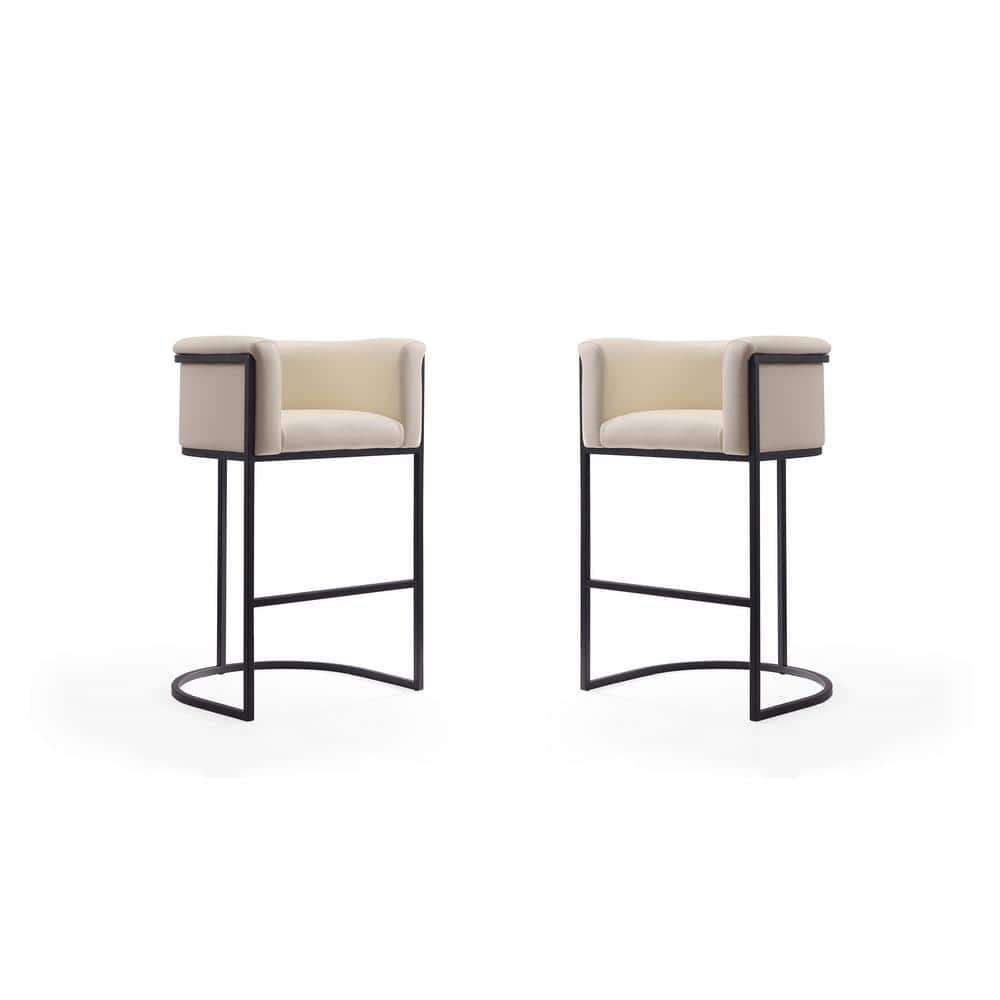 Manhattan Comfort Cosmopolitan 29.5 in. Cream and Black Metal Bar Stool ...