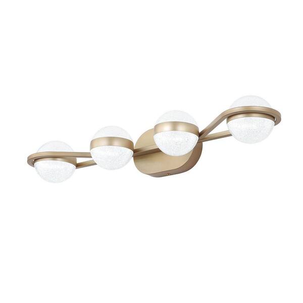 PUDO 29.5 in. 4-Light Contemporary Gold Minimalist Barthroom Vanity ...