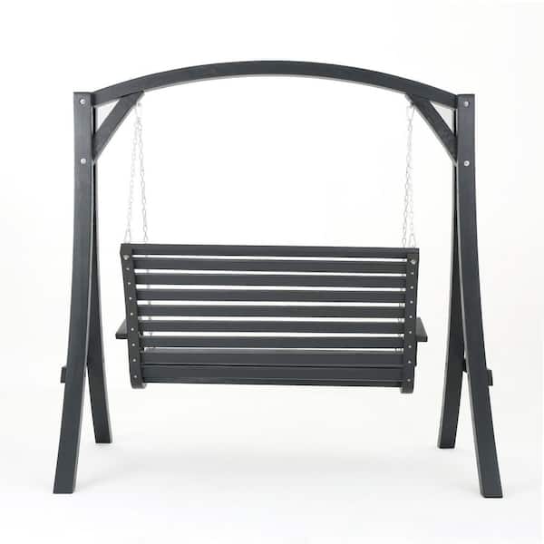 Wood Outdoor Rocking Chair Swing Stand H-54880.00BGRY - The Home Depot