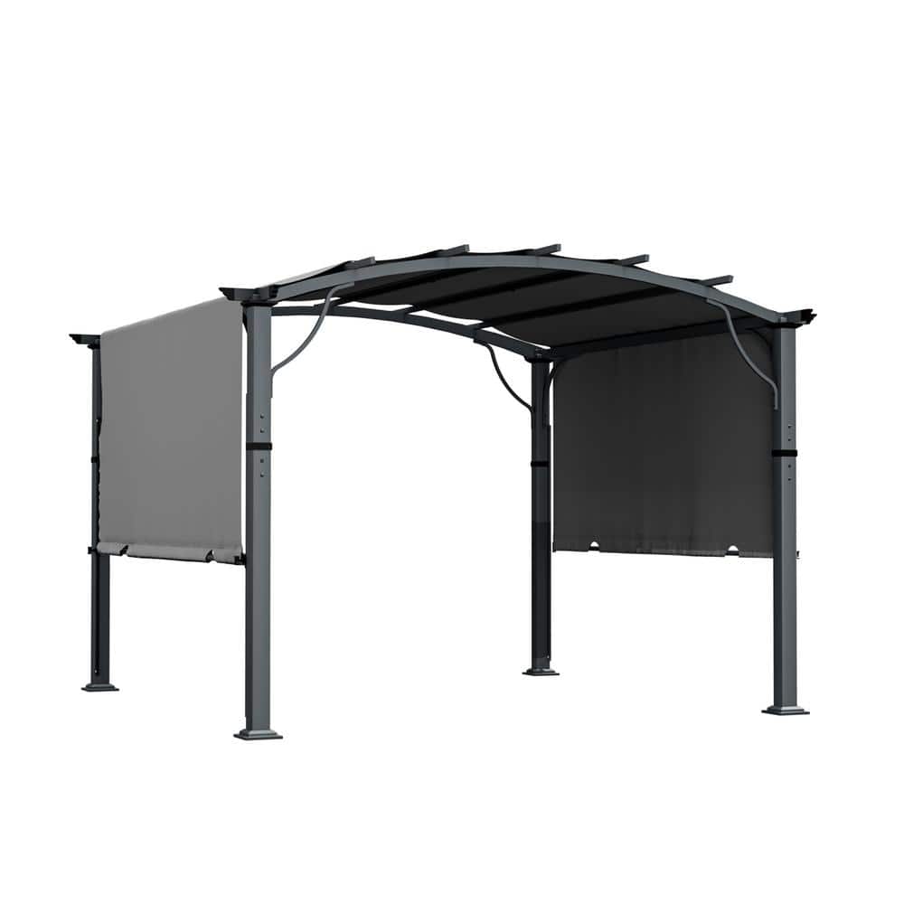 ChillPavilion 10 ft. x 10 ft. Gray Aluminum Outdoor Pergola with ...
