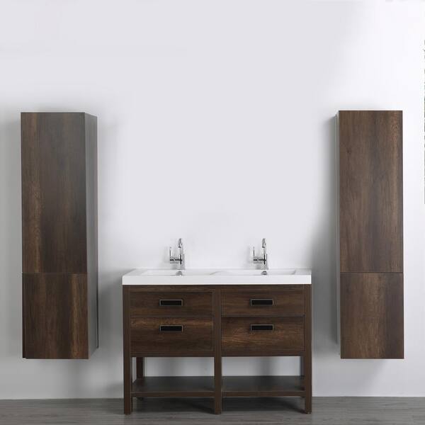 Streamline 47.2 in. W x 32.4 in. H Bath Vanity in Brown with Resin ...