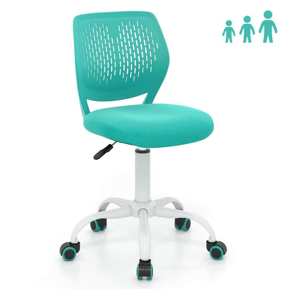 Costway Turquoise Adjustable Height Mid Back Task Chair with Armless ...