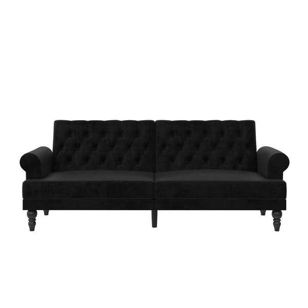 The Novogratz Cassidy Black Velvet Upholstered Futon 2342079N - The ...