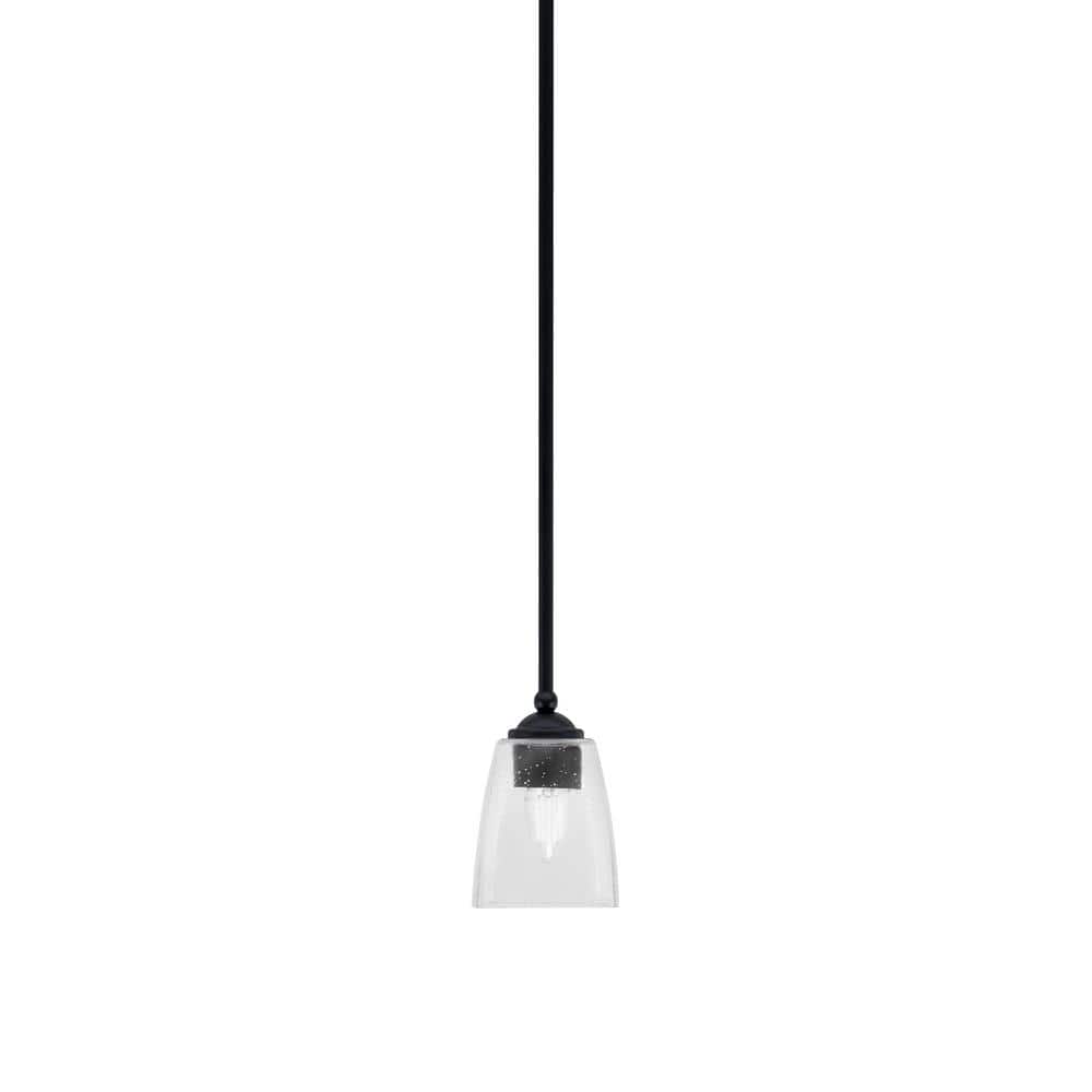 Clevelend 100-Watt 1-Light Black Pendant Mini Pendant Light with Clear ...