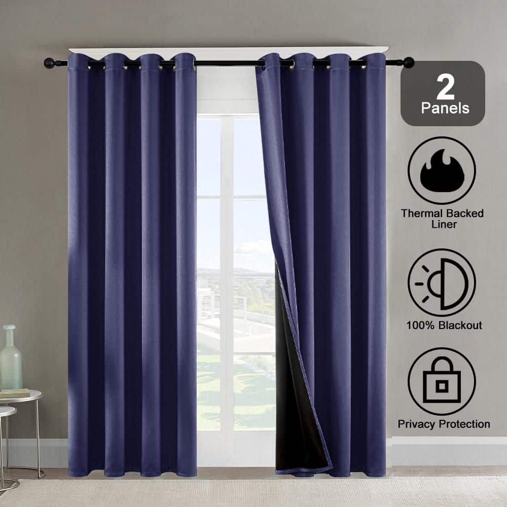 Pro Space 52 in. W x 84 in. L Dark Blue Grommets Thermal Insulated with ...