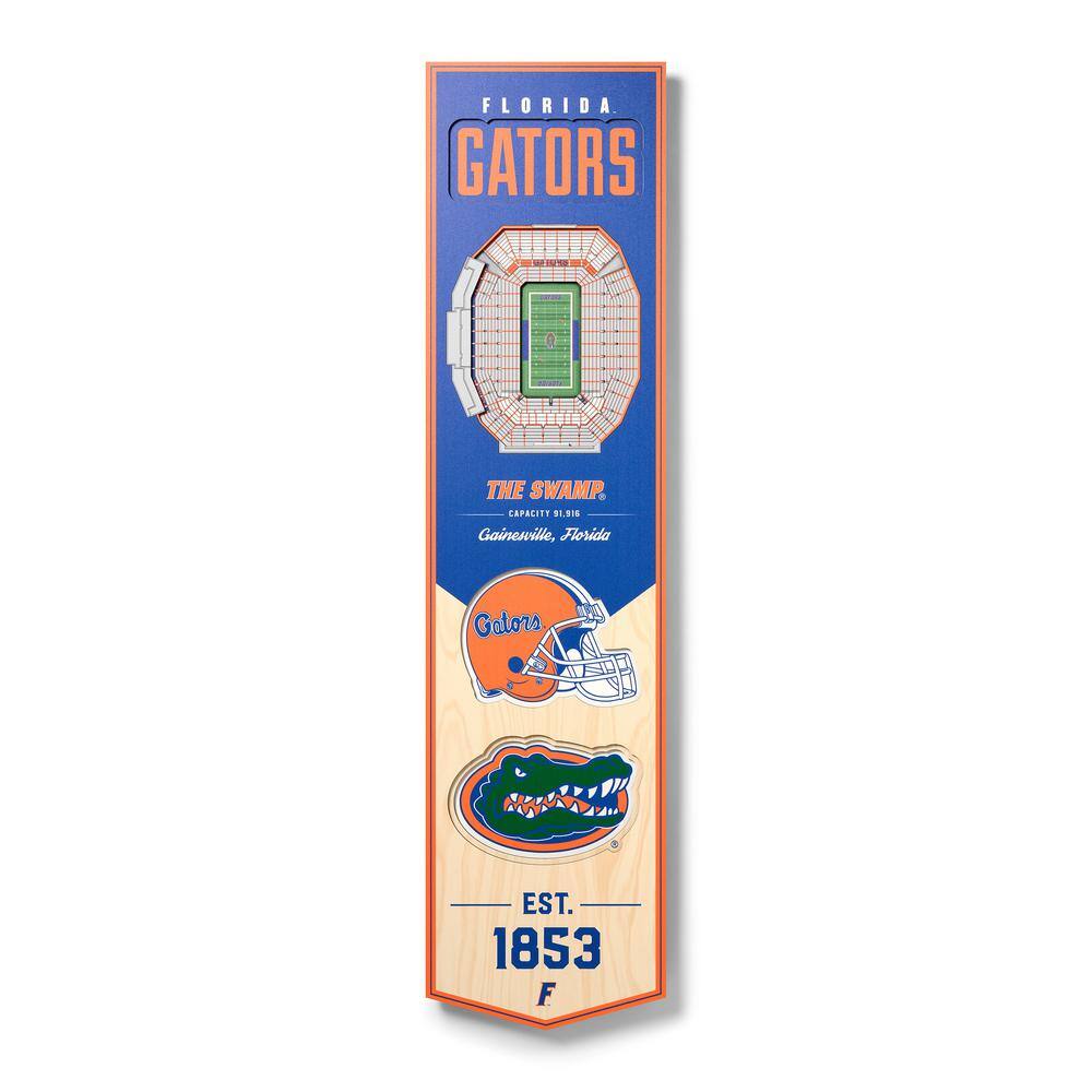 YouTheFan NCAA Florida Gators Wooden 8 x 32 3D Stadium Banner ...