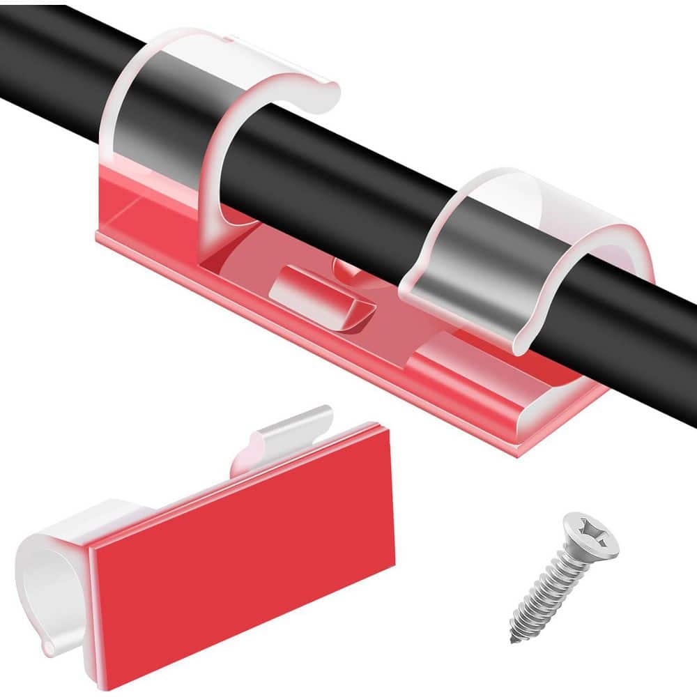 Yichuhaoxi Self Adhesive Cable Clips Clear 50pcs Medium Wire Clips Cable Management Organizer ...