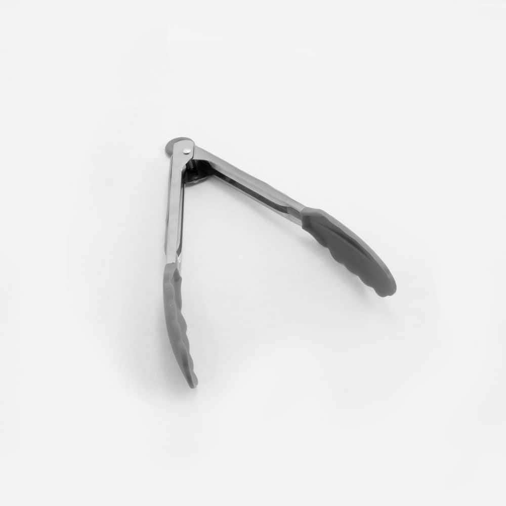ExcelSteel 2-Piece 7 in. Stainless Steel Silicone Mini Tongs, Grey 052 ...